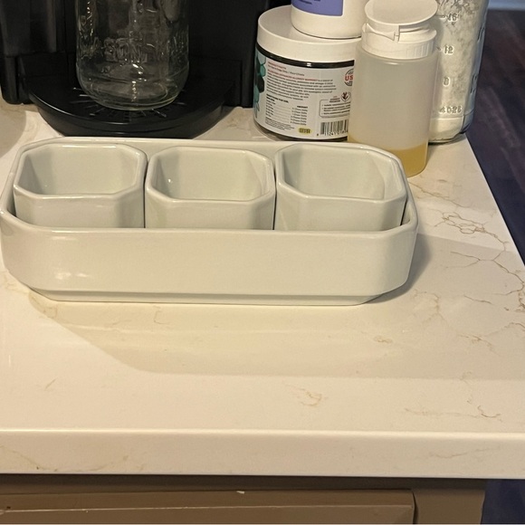 Kitchen | White Ceramic Serving Tray With Three Compartments | Poshmark